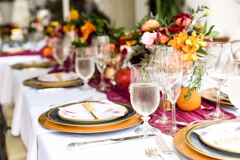 Selective Focus Shot of Banquet Table Setting - Perfect for Occasion ...