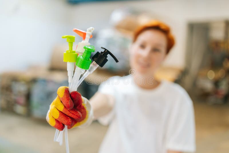 Selective Focus Shot of Blurred Female Worker Holding in Hands Used ...