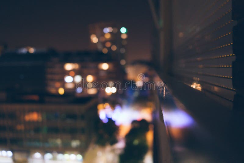 Selective Focus Shot of a Blurred Night City View from a Window Stock ...