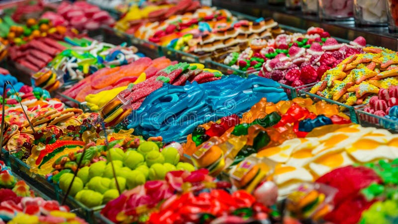 Selective Focus Shot of Different Types of Candy at the Market Stock ...