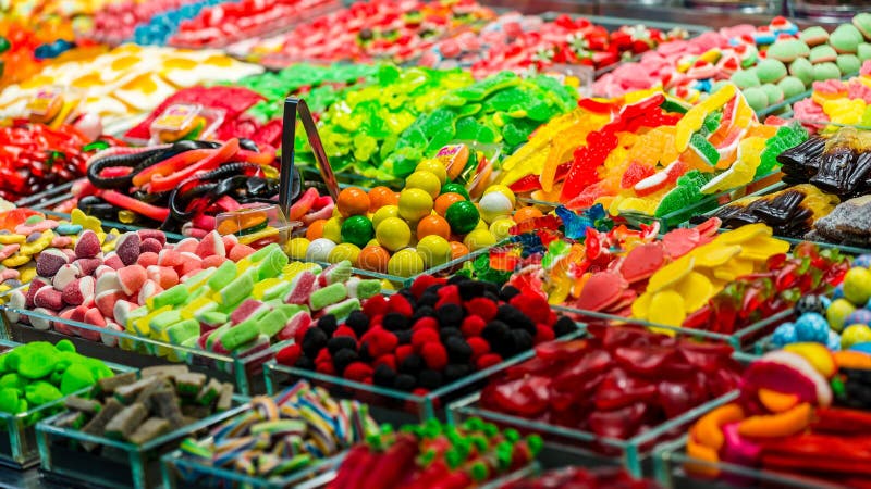Selective Focus Shot of Different Types of Candy at the Market Stock ...