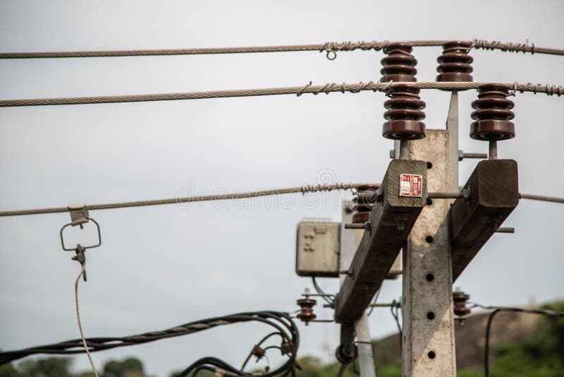 Selective Focus Shot of Electricity Transmission Line Stock Image ...