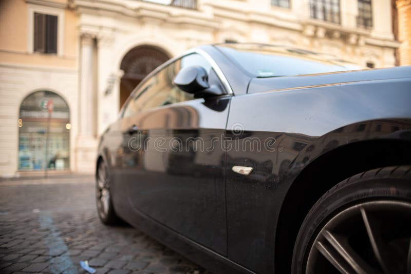 Selective Focus Shot of an Elegant Black Car Stock Image - Image of ...