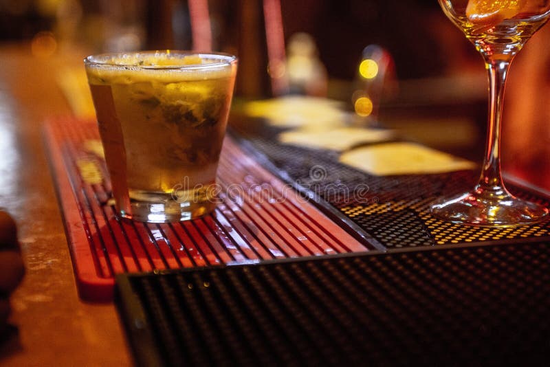 Selective Focus Shot of the Fresh Alcoholic Drinks on the Bar Counter ...