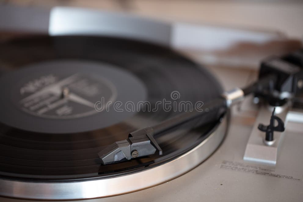 Selective Focus Shot of Headshell in a Portable Gramophone with a ...
