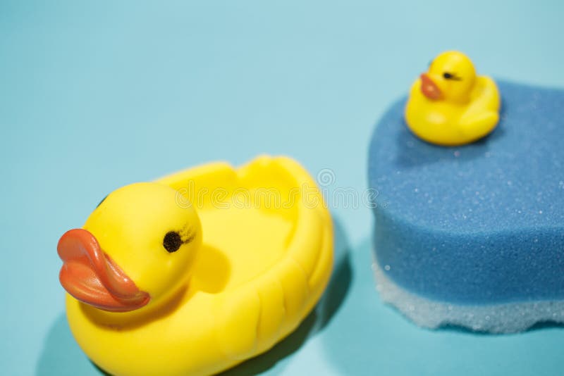 Selective Focus Shot of a Large and Small Yellow Rubber Duck with a ...