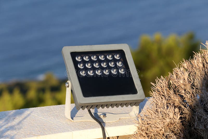 Selective Focus Shot of a LED Light for Outside Illumination of a ...