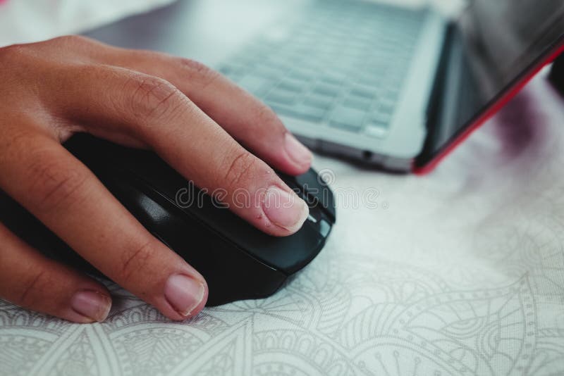 Selective Focus Shot of a Male Hand Using a Wireless Computer Mouse ...