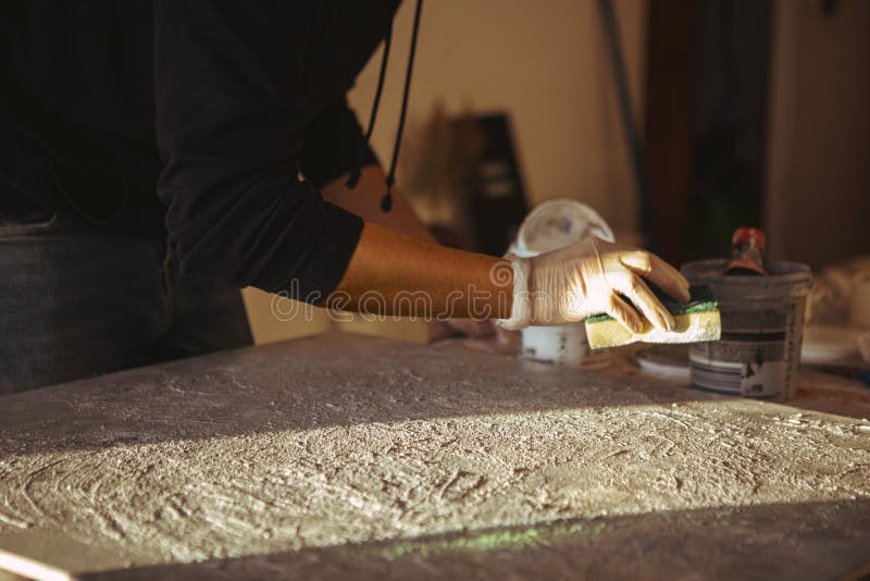 Selective Focus Shot of a Male S Hands Creating Textured Backgrounds ...