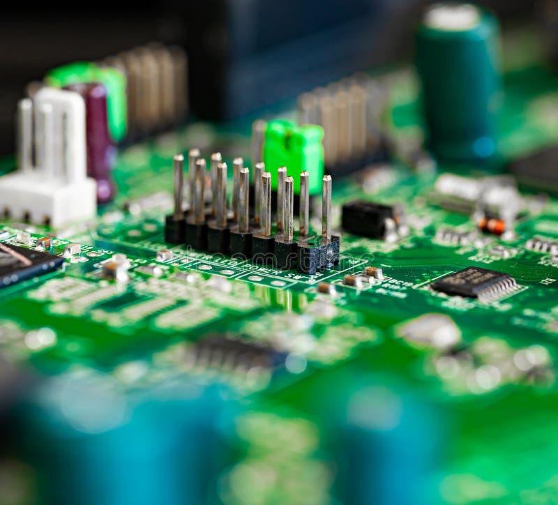 Selective Focus Shot of a Printed Wiring on the PC Circuit Board Stock ...