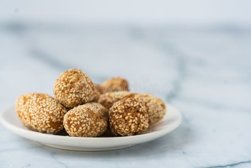 Selective Focus Shot of Sesame Balls in a Plate Stock Image - Image of ...
