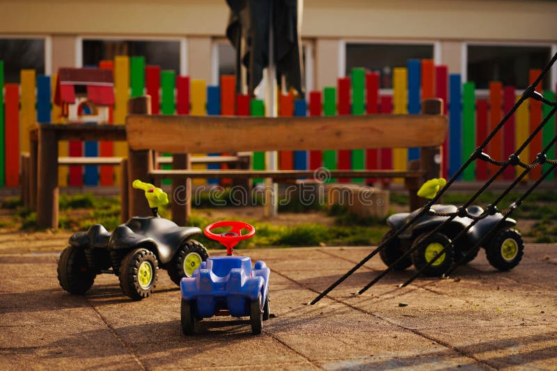 Selective Focus Shot of Three Toy Cars in the Playground Stock Image ...