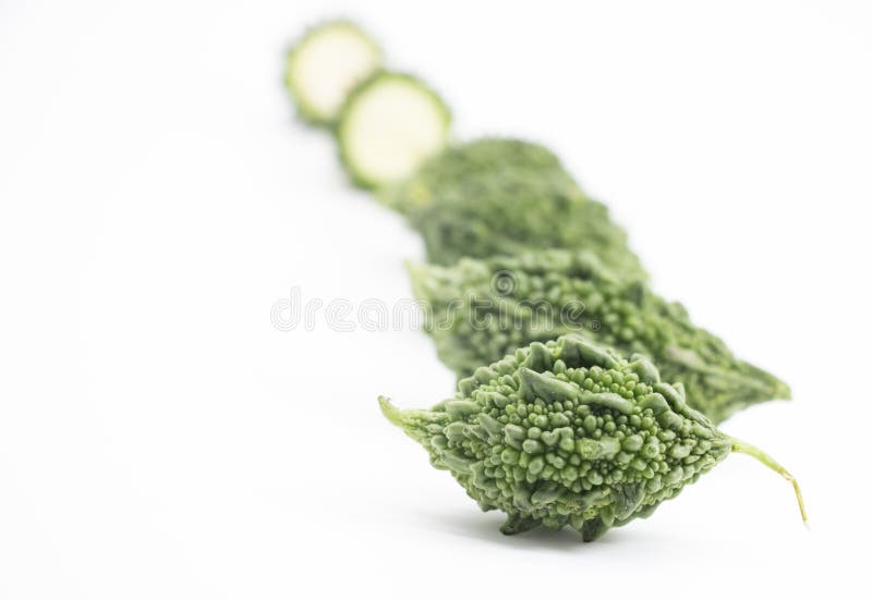 Selective Focus, Small Bitter Melon on White Background Stock Image ...