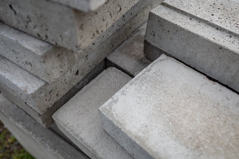 Stack of Concrete Blocks. Building Material Cement Cube Bricks Stock ...