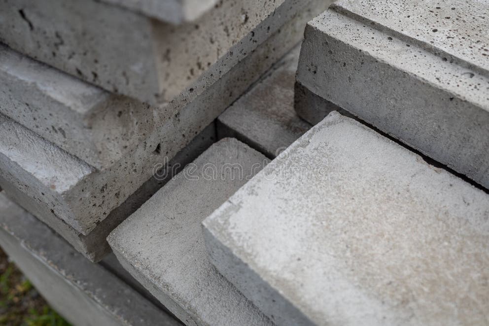 Stack of Concrete Blocks. Building Material Cement Cube Bricks Stock ...