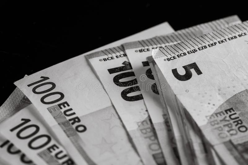 Selective Focus on Stack of EURO Money. Euro Banknotes Isolated Stock ...