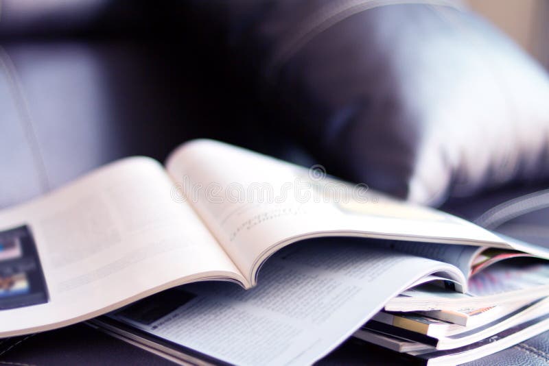 Selective Focus of Stacking Magazine Place on Table in Living Room ...