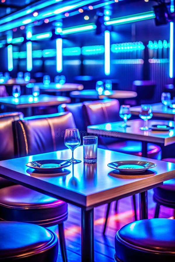 Selective Focus on the Table Board of a Restaurant Nightclub Modern ...