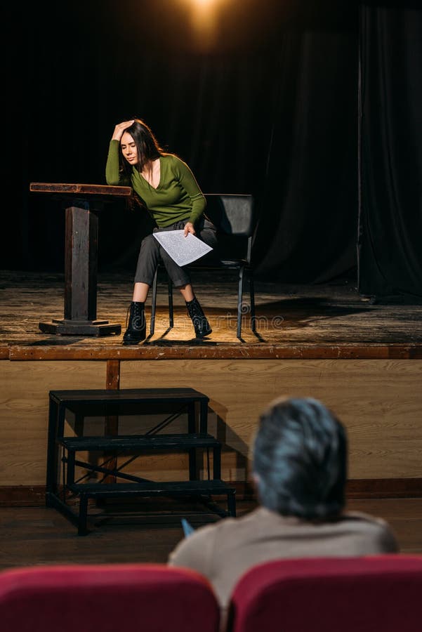 Theater Director and Beautiful Actress Performing Stock Image - Image ...