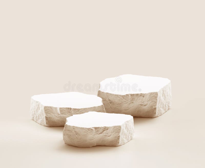 Selective Focus. Three Pieces Sandstone Top Product Display Platform in ...