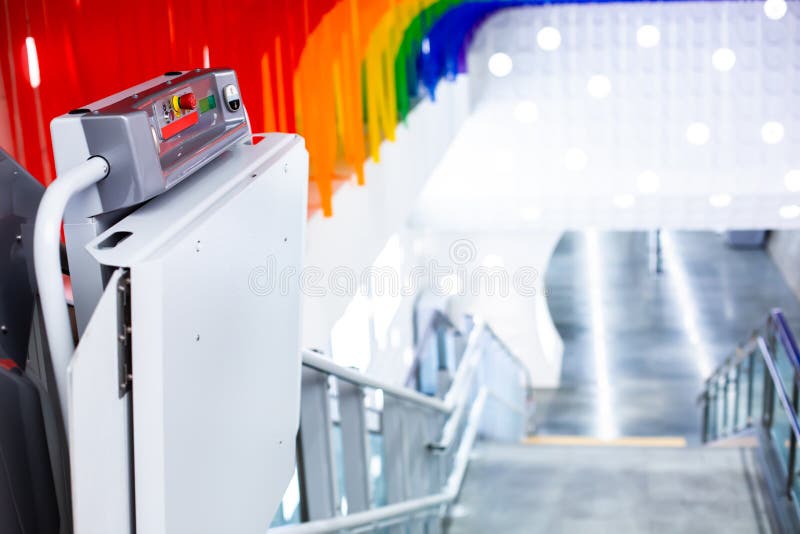 Selective Focus To Button Switch Panel of Electric Stairs for ...