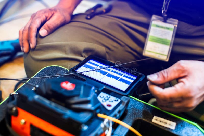 Selective Focus To Fiber Optic Splicing Cable Tools. Fixing Internet ...