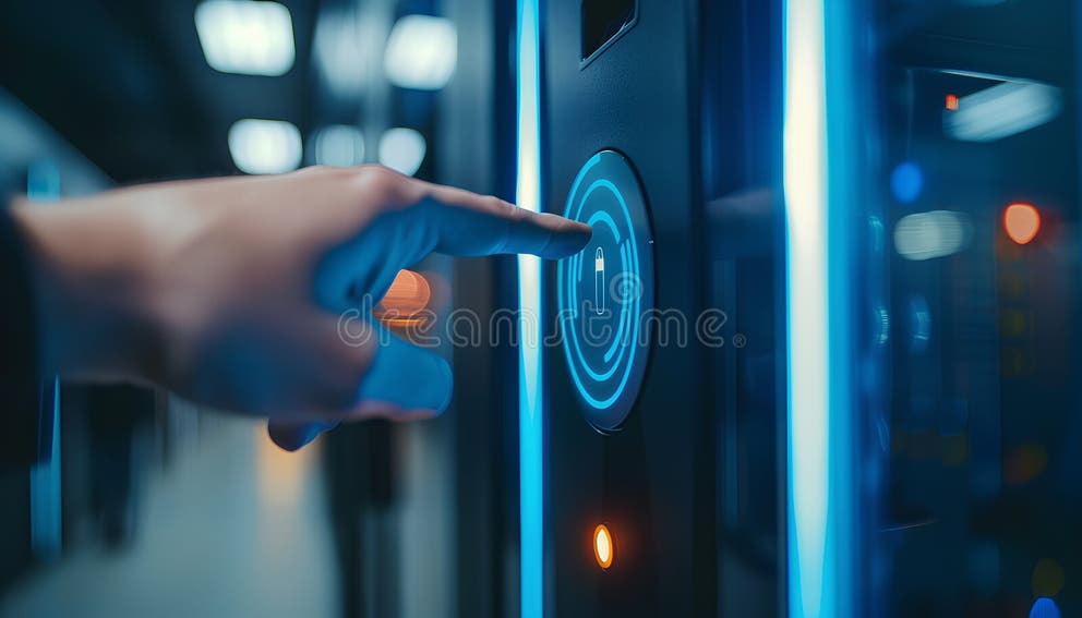 Selective Focus To Finger Scan Reader with Finger is Scaning on it ...