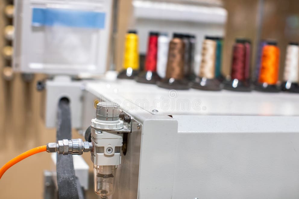 Selective Focus To Industrial Sewing Machine that Uses Air Pressure To ...