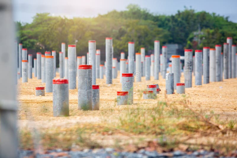 Pile of Prestressed Concrete Used in Construction Sites. Stock Photo ...