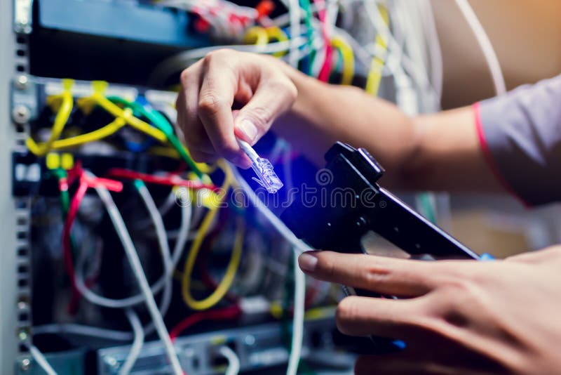 UTP Cabling and Computer Network Device Stock Image - Image of ...