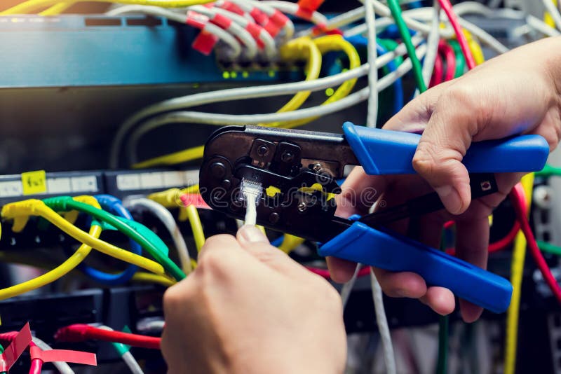 UTP Cabling and Computer Network Device Stock Image - Image of ...