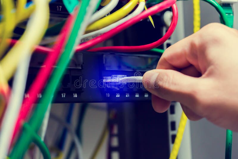 UTP Cabling and Computer Network Device Stock Image - Image of ...