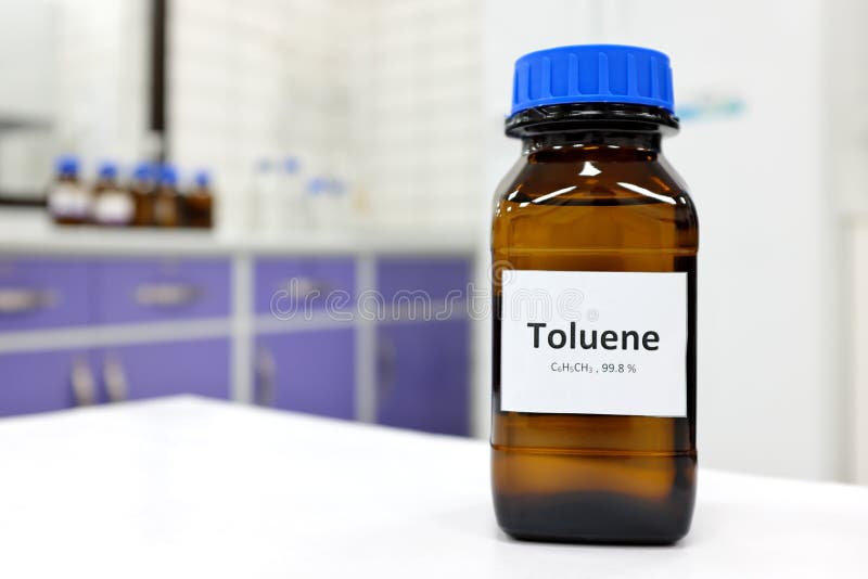 Selective Focus of Toluene Liquid Chemical Compound in Dark Glass ...