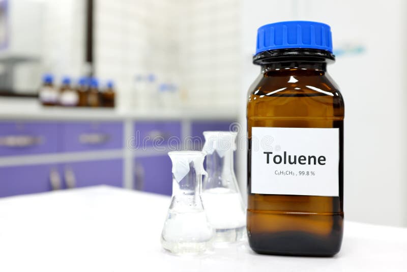Selective Focus of Toluene Liquid Chemical Compound in Dark Glass ...