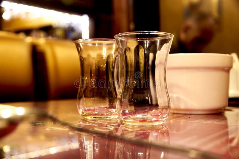 Empty Turkish Tea Glass, Traditional Turkish Tea and Glass, Blank Area ...