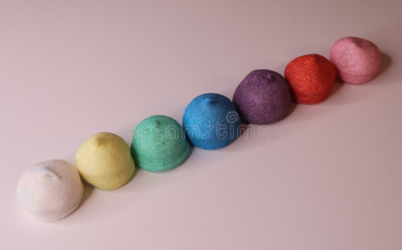 Selective Focus on Very Colorful and Delicious Marshmellow Candy on a ...
