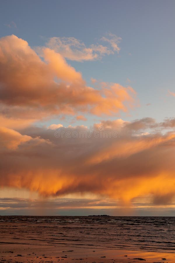 Selective Focus, View of Setting Sun and Sky with Clouds. Nature ...