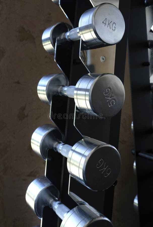 Selective Focus on a Weight Rack in a Gym Stock Image - Image of ...