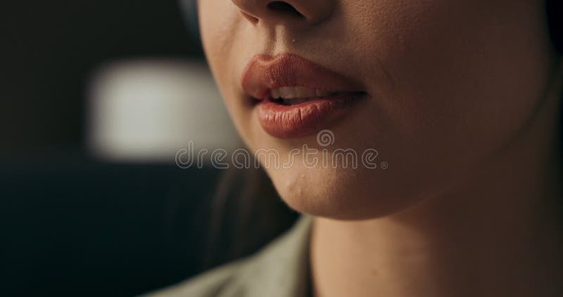 Selective Focus on Woman S Mouth Lips Talking Stock Video - Video of ...