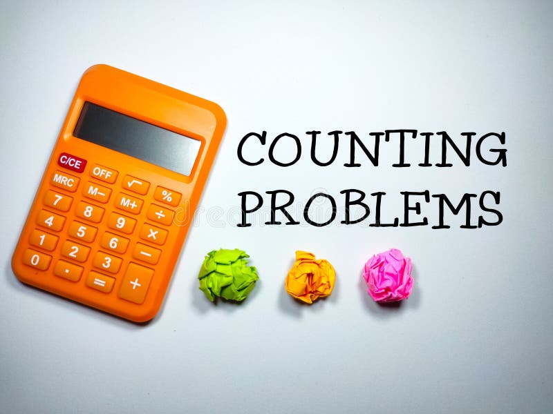 Selective Focus.Word COUNTING PROBLEMS with Calculator and Colorful ...
