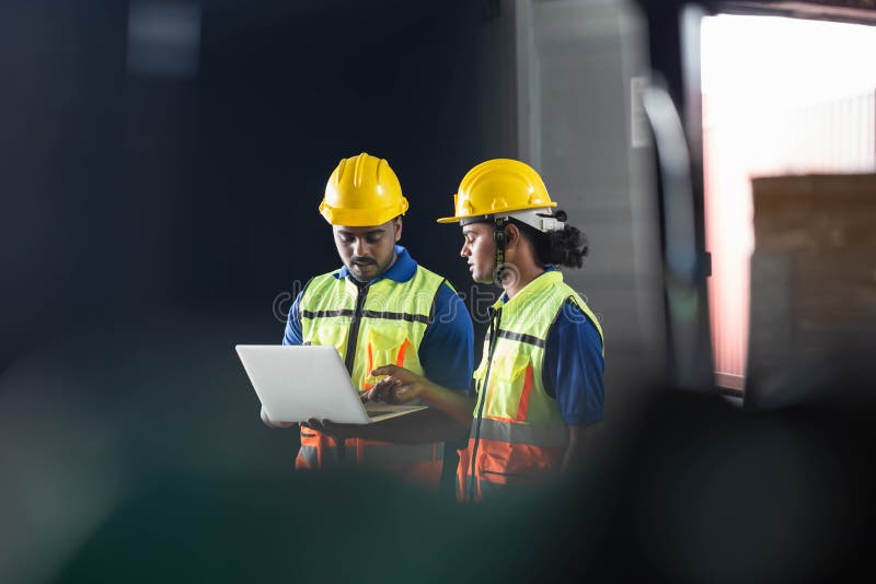 Workers Team Taking Inventory in Factory Warehouse, Foreman Workers ...