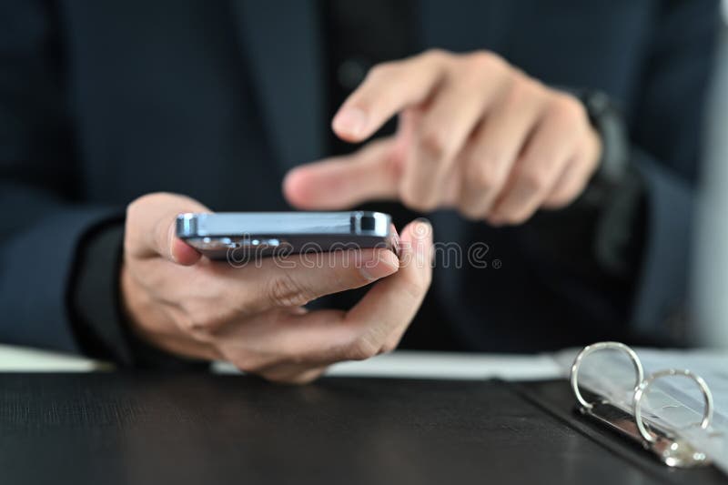 Selective Focused on Hands. Man Chatting Online in Social Network on ...