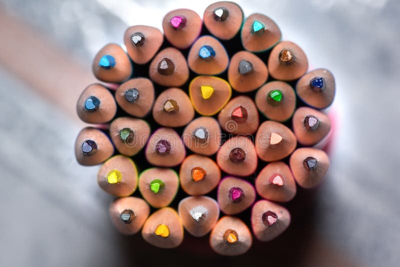 Selective Focusing on the Back of Colored Pencils.background of Colored ...