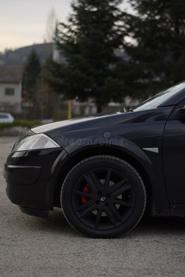 Selective of the Front Wheel of the Blackcar from the Side Stock Image ...