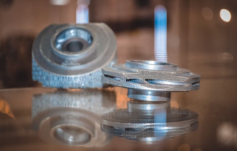 Selective Laser Melting. Object Printed on Metal 3d Printer Close-up ...