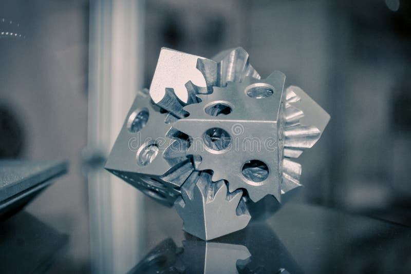 Selective Laser Melting. Object Printed on Metal 3d Printer Close-up ...