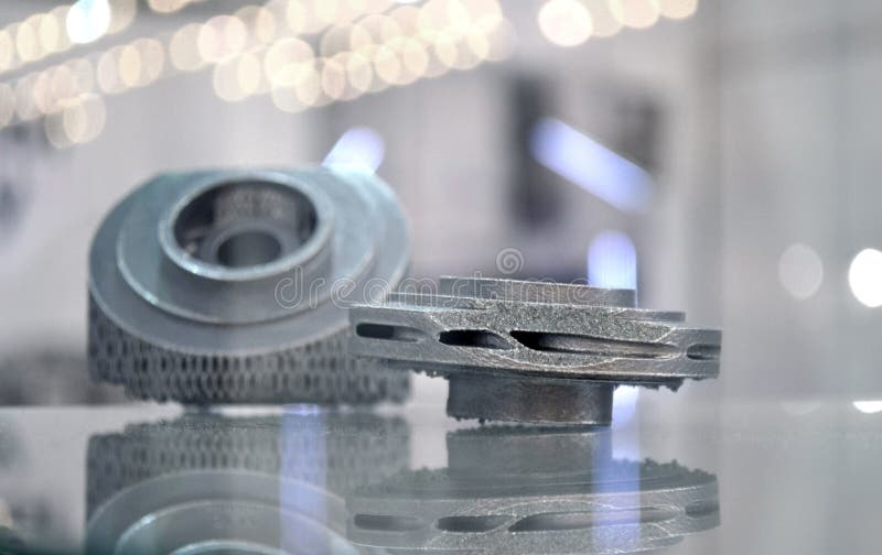 Selective Laser Melting. Object Printed on Metal 3d Printer Close-up ...