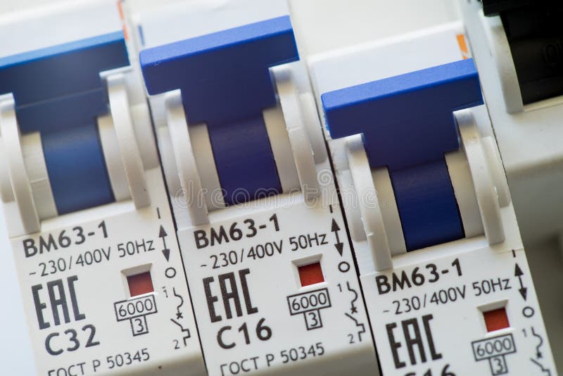 Selective Main Circuit Breaker Close Up Editorial Stock Image - Image ...