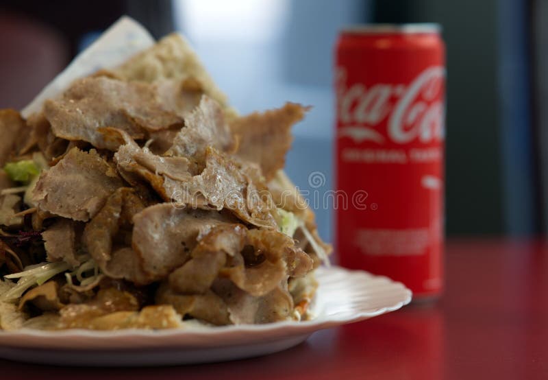 Selective Shot of Tasty Doner Kebab and a Can of Coca Cola Editorial ...
