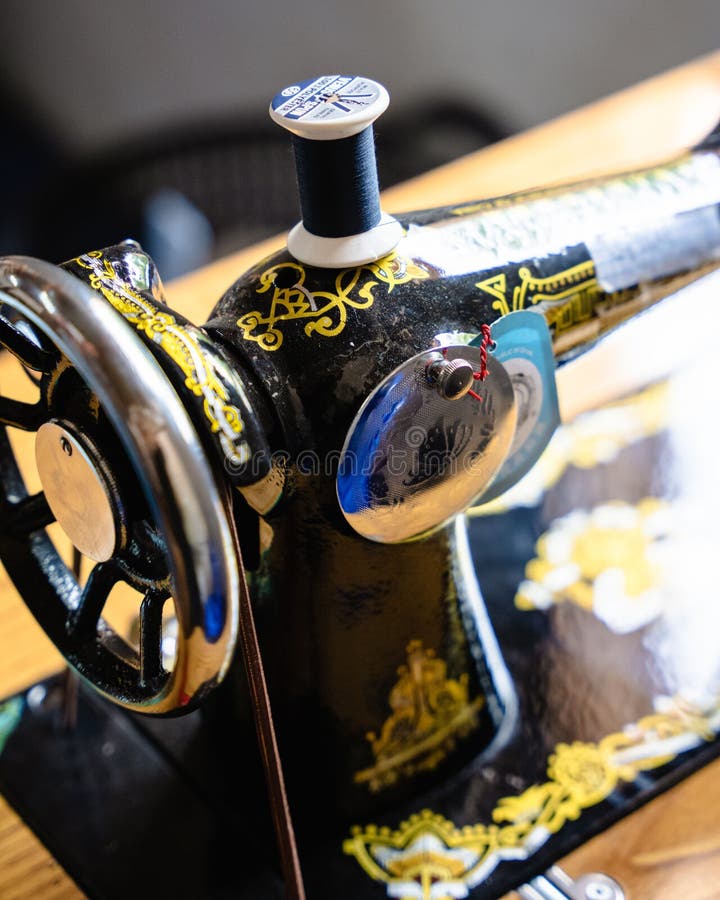 Selective of a Vintage Manual Sewing Machine Stock Photo - Image of ...